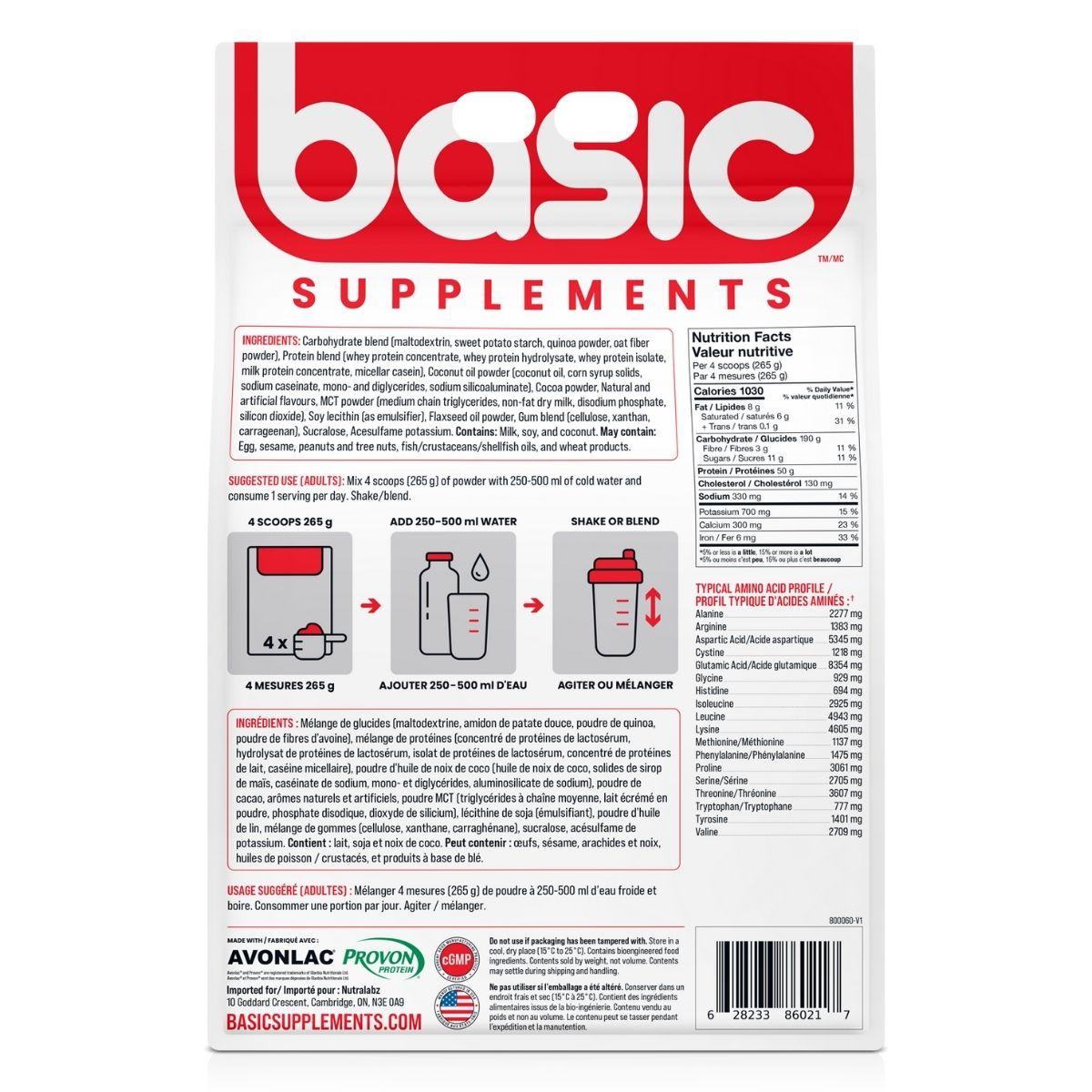 Basic High Calorie Mass Gainer | 59g Protein, 187g Carbs – BULLDOG