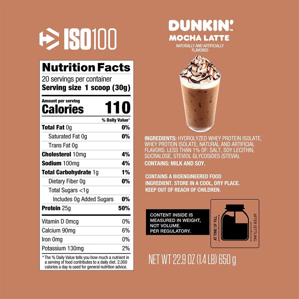 Dymatize ISO 100 Hydrolyzed Protein Isolate | Dunkin Donut Flavors